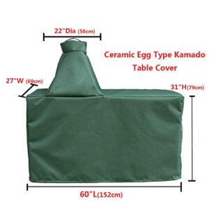 Mini Lustrous Cover for Large Big Green Egg, Large Ceramic Egg Type Kamado Table Cover with Heavy Duty and Waterproof Fabric, Large（60”Lx27”Wx31”H）