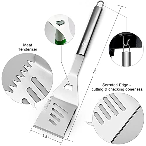 GRILLART Grill Tools Grill Utensils Set - 3PCS BBQ Tools, Stainless Barbeque Grill Accessories - Spatula/Tongs/Fork, with Insulated Glove, Ideal BBQ Set Grilling Tools for Outdoor Grill, Gifts for Men