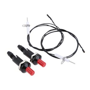 dreld 2pack piezo igniter spark ignition with push button igniter, piezo igniter with threaded ceramic electrode lgniter, type of 1 out 2, wire 1 meter, fit for gas grill range heater stove