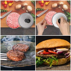 Wiwaplex Hamburger Press Patty Maker Set Non-Stick Meat Patty Presser Handle Patty Burger Maker Mold with 100 Wax Patty Paper Sheets for Home & Kitchen