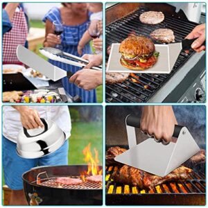 Leonyo Griddle Accessories Set of 25, Heavy Duty Stainless Steel Grill Griddle Metal Spatulas for Cast Iron Flat Top Teppanyaki Hibachi Cooking, Burger Press, 2 Melting Domes, BBQ Fork, 2 Carry Bags