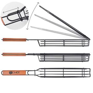 D-ICE Kebab Grilling Basket & Grilling Skewers Stainless Steel - Kabob Grilling Baskets set of 4 & 2 Metal BBQ Skewers. Kabob Basket for Veggies, Jumbo Shrimps - Grilling Baskets & Barbecue Skewers