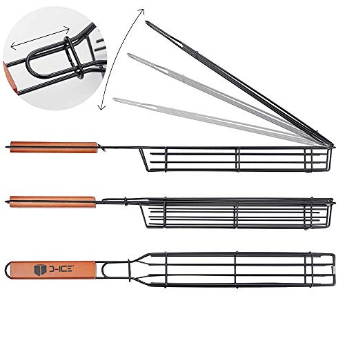 D-ICE Kebab Grilling Basket & Grilling Skewers Stainless Steel - Kabob Grilling Baskets set of 4 & 2 Metal BBQ Skewers. Kabob Basket for Veggies, Jumbo Shrimps - Grilling Baskets & Barbecue Skewers