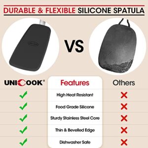 Unicook Flexible Silicone Spatula, Turner, 600F Heat Resistant, Ideal for Flipping Eggs, Burgers, Crepes and More, Small