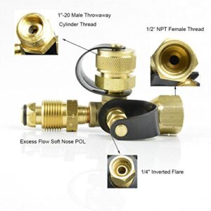 Stanbroil Propane Gas Brass Tee Adapter with 4 Port for RV or Motorhome