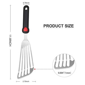 KSENDALO 13.15" Fish Spatula with Stainless Steel Blade Flexible Slotted Thin Fish Turner with a Silicone Handle Easier For Cooking Flipping Frying Grilling Egg Fish Meat or more