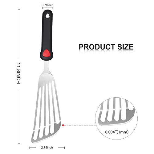 KSENDALO 13.15" Fish Spatula with Stainless Steel Blade Flexible Slotted Thin Fish Turner with a Silicone Handle Easier For Cooking Flipping Frying Grilling Egg Fish Meat or more