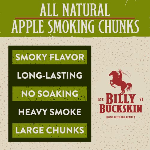 Apple Smoking Wood Chunks by Billy Buckskin Co. | All-Natural BBQ Wood Chunks | Delicious Smokey Fruity Flavor | 3.5 Pound Bag of Wood Chunks