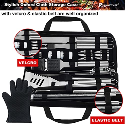 Romanticist 26PCS Barbecue Tool Set with Storage Bag - Portable Grill Tool Kit - Professional BBQ Set for Outdoor Cooking and Camping Grill Accessories Sets