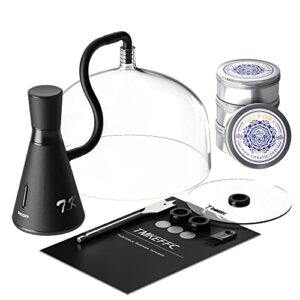 tmkeffc smoking gun food smoker and tools set, portable hand-held smoke infuser for cocktails drinks, resin dome cloche cover, cup cover, diy tools, wood chips included, black