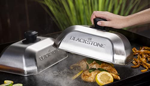 Blackstone 5207 Rectangle Basting Cover Small 2-Pack Griddle Accessories, Stainless Steel, Cheese Melting Dome and Steaming Cover, Best for Use on Flat Top Griddle Grill Cooking Indoor or Outdoor