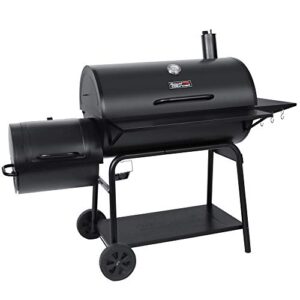 royal gourmet cc2036f charcoal grill with offset smoker burch bbq barrel grill and smoker combo, 1200 square inches for large event gathering patio and backyard cooking, black