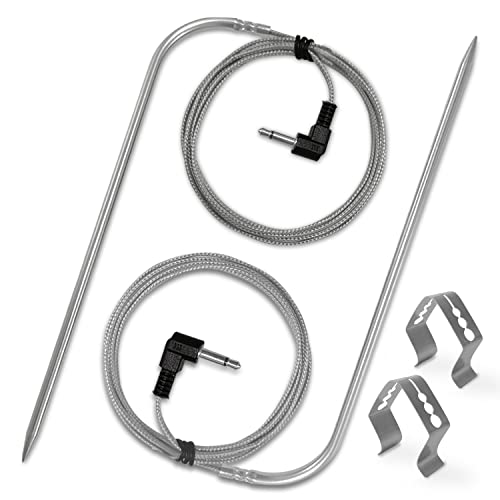 Replacement for Pit Boss Meat Probe Parts, Compatible with Pit Boss Pellet Grills and Pellet Smokers, 3.5 mm Plug, 2 Pack Grill Temperature Probe Comes with Grill Clip Holder 2 Pack