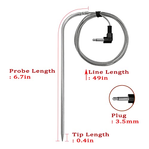 Replacement for Pit Boss Meat Probe Parts, Compatible with Pit Boss Pellet Grills and Pellet Smokers, 3.5 mm Plug, 2 Pack Grill Temperature Probe Comes with Grill Clip Holder 2 Pack