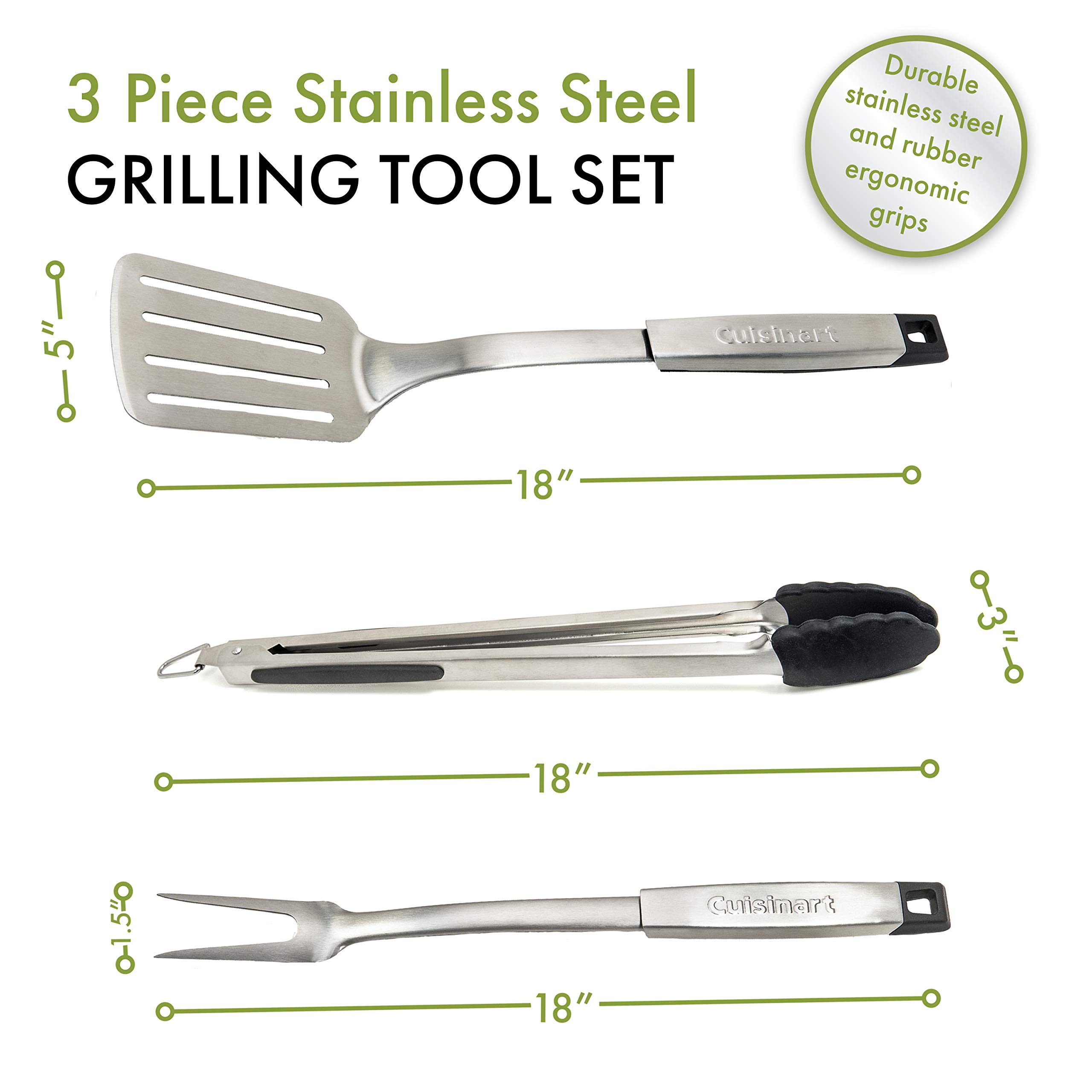 Cuisinart CGS-333 Professional Grill Tool Set (3-Piece),Black and Stainless Steel