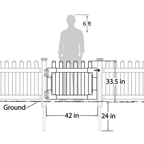 Zippity Outdoor Products ZP19004 Newport Vinyl Picket Unassembled Gate, 33-1/2"H x 42"W, White