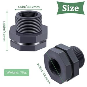 Seamaka 2 PCS 3/4 Inch Female PVC Bulkhead Fitting with Thick Silicon Seal Gasket for Water Tanks, Aquariums, Tubs, Pools O-H-007