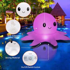 Floating Pool Lights Solar Powered Waterproof Inflatable Octopus Light with Remote Outdoor LED Glow Decoration Lighting for Swimming Pool, Pond, Garden Fountain 2Pack