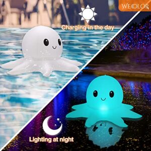 Floating Pool Lights Solar Powered Waterproof Inflatable Octopus Light with Remote Outdoor LED Glow Decoration Lighting for Swimming Pool, Pond, Garden Fountain 2Pack