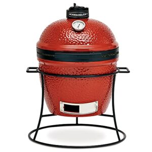 Kamado Joe KJ13RH Joe Jr. 13.5 inch Portable Charcoal Grill with Cast Iron Cart and Heat Deflectors, Blaze Red & Classic Accessories Veranda Water-Resistant 21 Inch Kamado Mini Ceramic BBQ Grill Cover