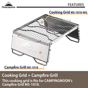 CAMPINGMOON Cooking Grid for Portable Campfire Grill Stainless Steel MS-1018-WG 11.8 x 9.5 Inches