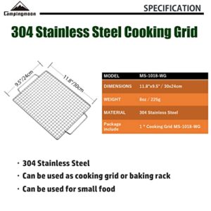 CAMPINGMOON Cooking Grid for Portable Campfire Grill Stainless Steel MS-1018-WG 11.8 x 9.5 Inches