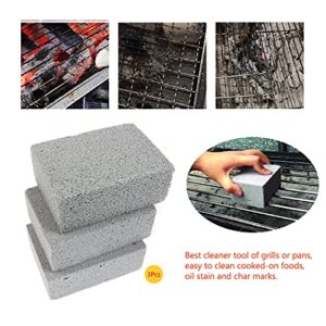 Aoutdoor Gray Pumice Grill Stone Brick Cleaner for Cleaning Grills Pans,Pack of 3