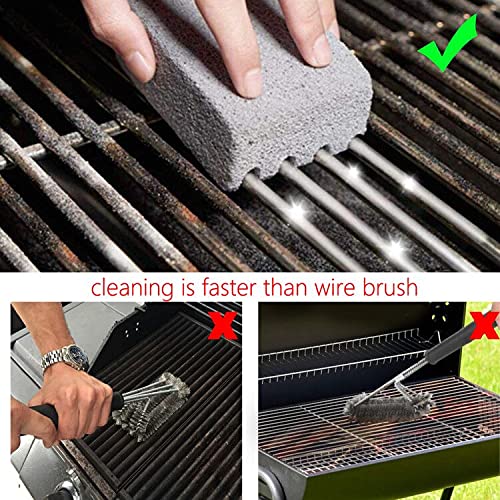 Aoutdoor Gray Pumice Grill Stone Brick Cleaner for Cleaning Grills Pans,Pack of 3