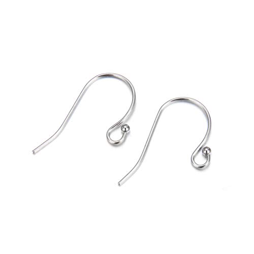 100pcs Adabele 316 Grade Surgical Stainless Steel Hypoallergenic 23mm Ball Dot Earring Hooks Earwire (Wire 0.7mm/21 Gauge/0.028 Inch) for Earrings Jewelry Making SEF242