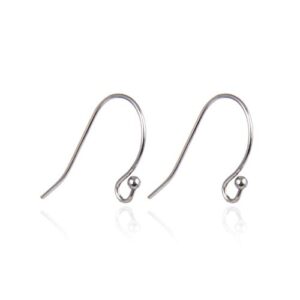 100pcs Adabele 316 Grade Surgical Stainless Steel Hypoallergenic 23mm Ball Dot Earring Hooks Earwire (Wire 0.7mm/21 Gauge/0.028 Inch) for Earrings Jewelry Making SEF242