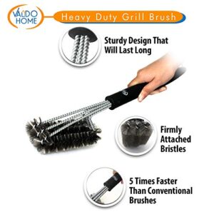 Valdo Home Heavy Duty BBQ Grill Tool Set Stainless Steel Utensils Kit Locking Tongs, Spatula, Fork, Barbecue Grill Cleaning Brush - Barbecue Grilling Accessories