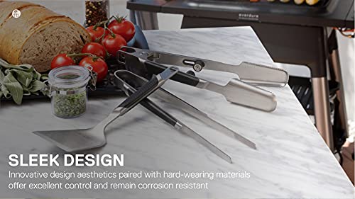 Everdure by Heston Blumenthal Premium Large Grilling Tweezers: Brushed Stainless Steel, Soft Grip Handle and Lightweight, Perfect Precision Tweezers for Handling Small Items on The Grill or Cooktop