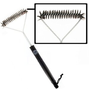 khomo gear - bbq grill brush - heavy duty 18'' long bbq cleaning metal brush