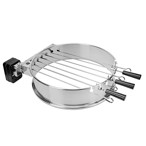 only fire Shish Kabob Set with Stainless Steel Ring, Automatic Skewers Turner for Weber 22" Kettle and Other Similar Kettle Grills