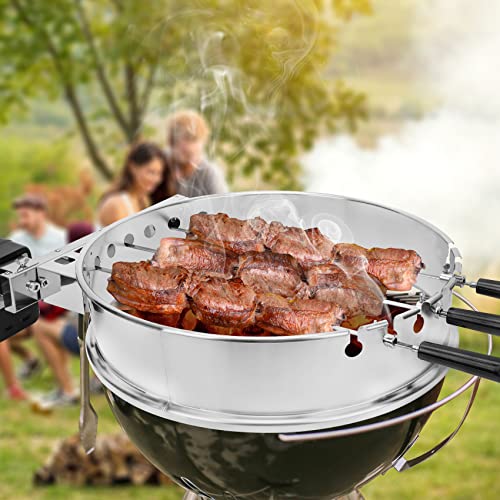 only fire Shish Kabob Set with Stainless Steel Ring, Automatic Skewers Turner for Weber 22" Kettle and Other Similar Kettle Grills