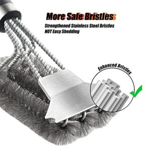 BBQ Grill Cleaning Brush & Scraper - Safe Stainless Steel Barbecue Clean Wire Brush, Best Rated Kitchen Perfection Long Handle Cleaner for Charcoal, Porcelain, Gas Grilling Grates 1 Pcs