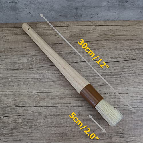 EIKS 2 Sets Natural Bristles Pastry Brushes with Wooden Handle for Basting Spreading Butter Oil Barbecue Baking Kitchen Cooking