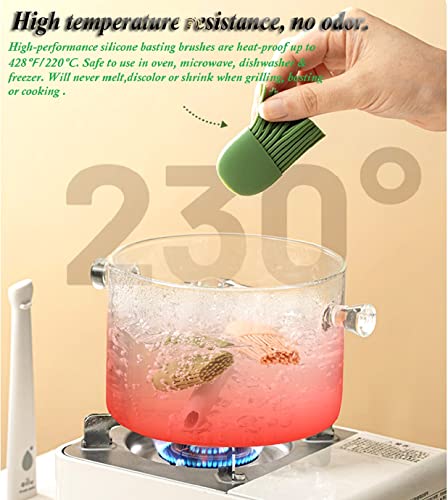 Silicone Basting Brush and Pastry Brush for Baking, Use as BBQ Grill Brush, Turkey Baster, Oil Brush for Cooking Brush - Food Brush - Sauce Brush for Kitchen - Silicone Brush Cooking (Green)