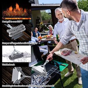 Grill Brush for Outdoor Grill, 2023 for Family Men & Father. 3 in 1 Grill Cleaner Brushes with Scraper Bristle Free, Grill Accessories 18" Stainless Steel Wire BBQ Brush.