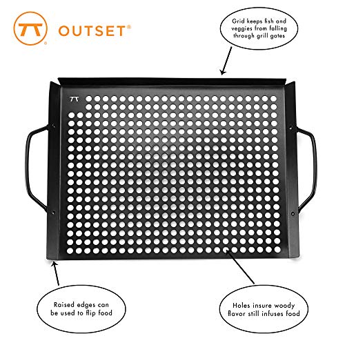 Outset 76452 Non-Stick Grilling and Bbq Grid, 7" x 11", 14" x 11", Set of 2 Black