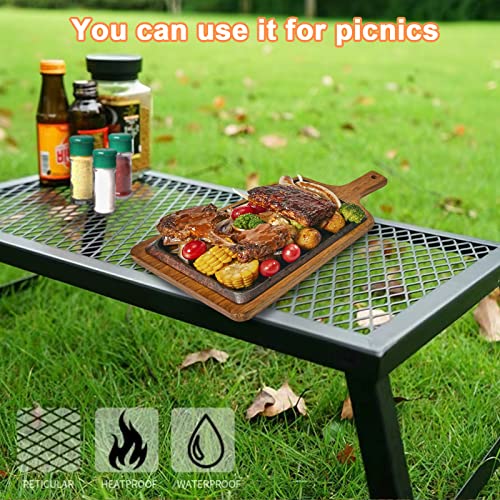 Timati Portable outdoor camping grill，Heavy Duty iron Camp Grill for Open Flame Cooking，Outdoor Camp Grill Rack for Picnic BBQ Frying