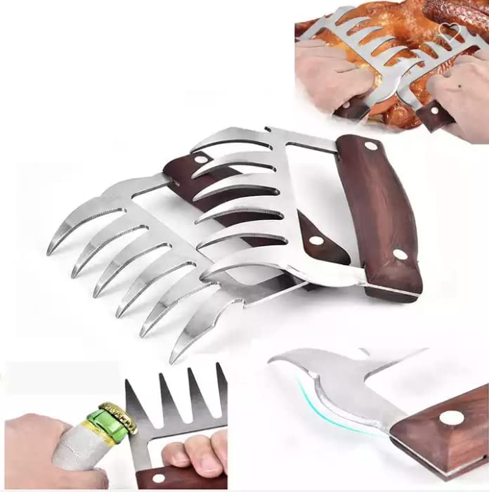 3-in-1 Shredder, Bottle Opener, Knife: The Ultimate BBQ Claws for Shredding Pork, Chicken, and More - Smoking Meat Accessories