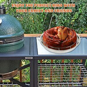 OLIGAI Rib Rack for Smoking and Grilling fit Large Big Green Egg,Rib Rack and Chicken Roaster for Kamado Joe,Circular Stainless Steel BBQ Rib Rings for 18 in and Bigger Charcoal Grill