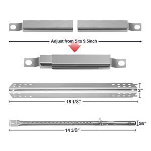 Grill Repair kit for Charbroil Advantage Series 4 Burner 463240015, 463240115, 463343015, 463344015 Gas Grills, Stainless Pipe Burner, Heat Plate Tent Shield, Adjust Carryover Tube Replacement Parts