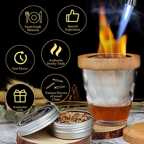 Old Fashioned Smoker Kit, Including Cocktail Smoke Top and 4 Flavor Wood Chips, a Drink Smoker for Infusing Smoke in Cocktails, Whiskey, Bourbon, Wine and Cheese, Gift for Dad, Husband, Men