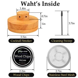 Old Fashioned Smoker Kit, Including Cocktail Smoke Top and 4 Flavor Wood Chips, a Drink Smoker for Infusing Smoke in Cocktails, Whiskey, Bourbon, Wine and Cheese, Gift for Dad, Husband, Men