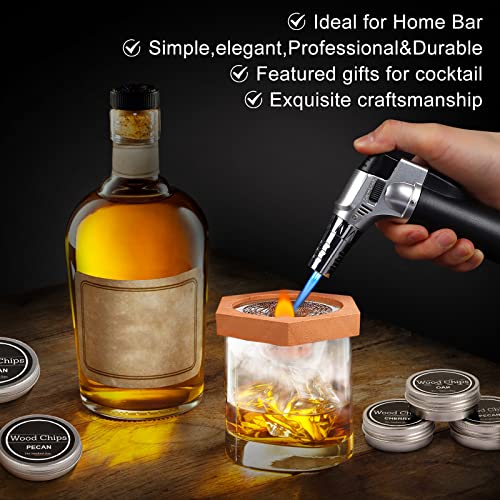 Cocktail Smoker Kit with Torch - Whiskey Smoker Kit Gifts for Men Dad, Drink Smoker Infuser Kit for Smoked Old Fashioned Cocktails, Unique Gifts for Dad, Husband, Boyfriend, Grandpa (No Butane)