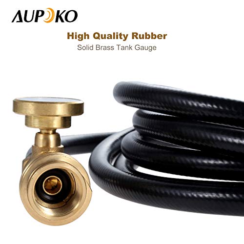 Aupoko 12 FT Propane Tank Extension Hose, Universal Propane Extension Include Propane Tank Adapter and Gauge, Leak Detector for Gas Grill, Heater and All Other Propane Appliances