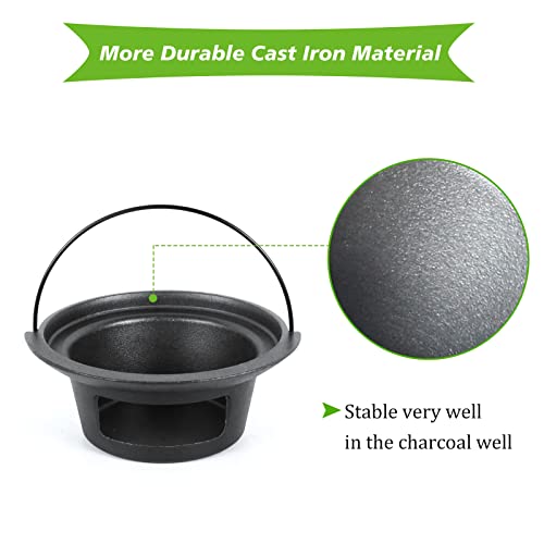 KAMaster New Cast Iron Ash Can with Embedded Handle for Large Big Green Egg,Must Haves Kamado Ash Basket Big Green Egg Accessories Kamado Joe Classic,Louisiana Grill LG24 and Other Similar Size Grill