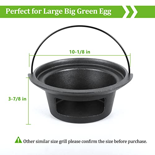 KAMaster New Cast Iron Ash Can with Embedded Handle for Large Big Green Egg,Must Haves Kamado Ash Basket Big Green Egg Accessories Kamado Joe Classic,Louisiana Grill LG24 and Other Similar Size Grill